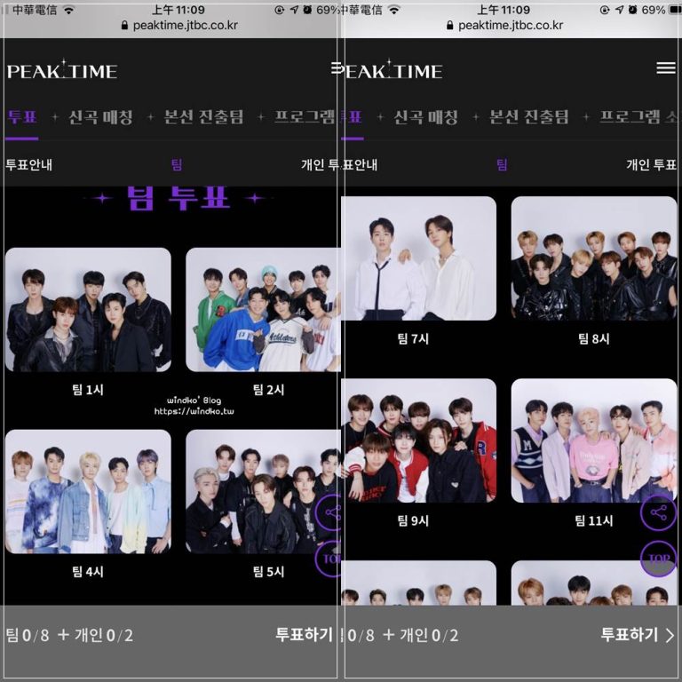 PEAK TIME 怎麼投票？為妳支持的男團應援吧！JTBC PEAK TIME 投票教學文 - windko 台韓遊趣